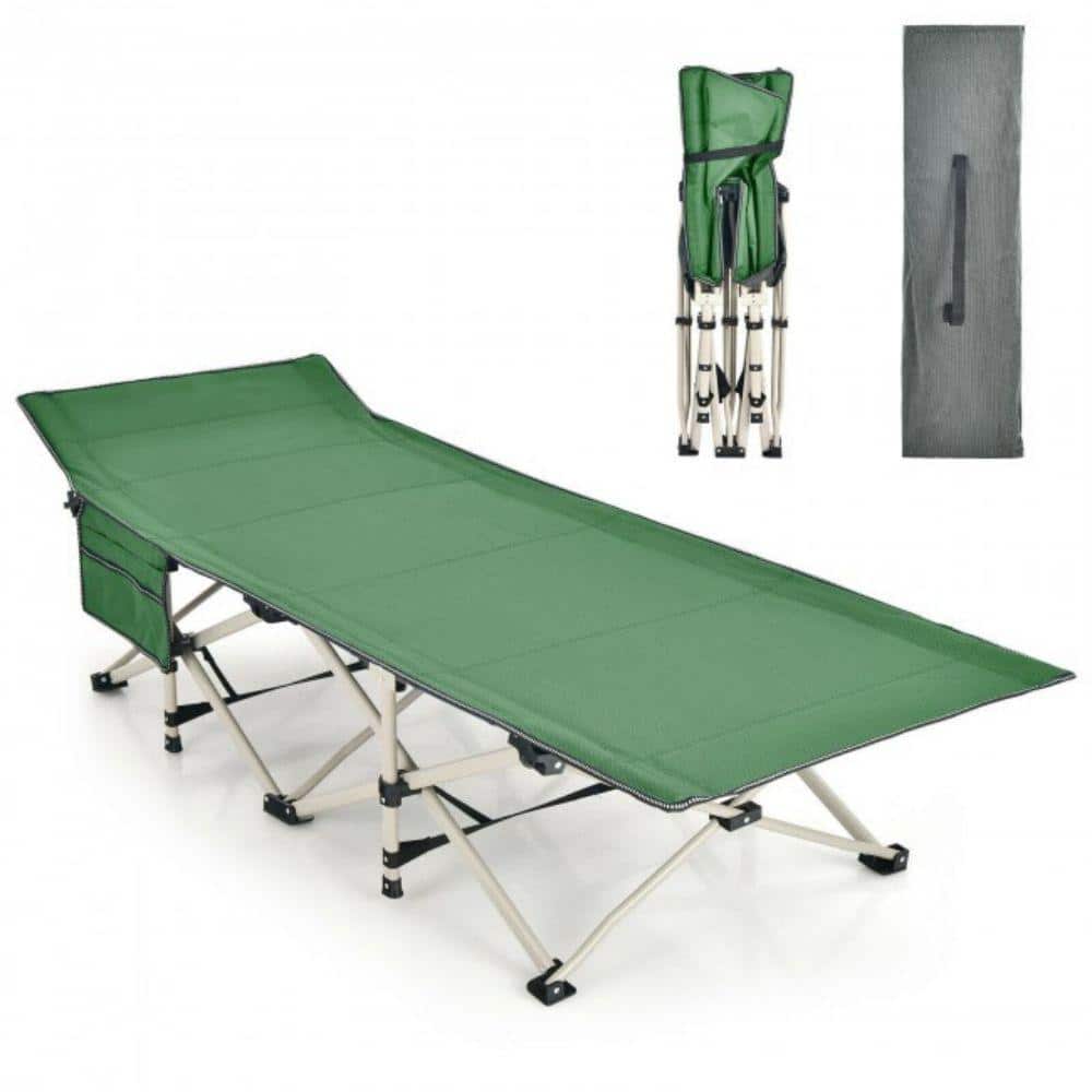 Alpulon Green Wide Foldable Camping Cot with Carrying Bag ZMWV070 - The ...