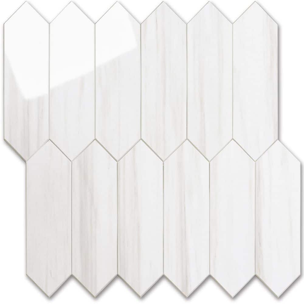 Lynzavix White Dolomite 12.8 in. x 12.8 in. PVC Peel and Stick ...