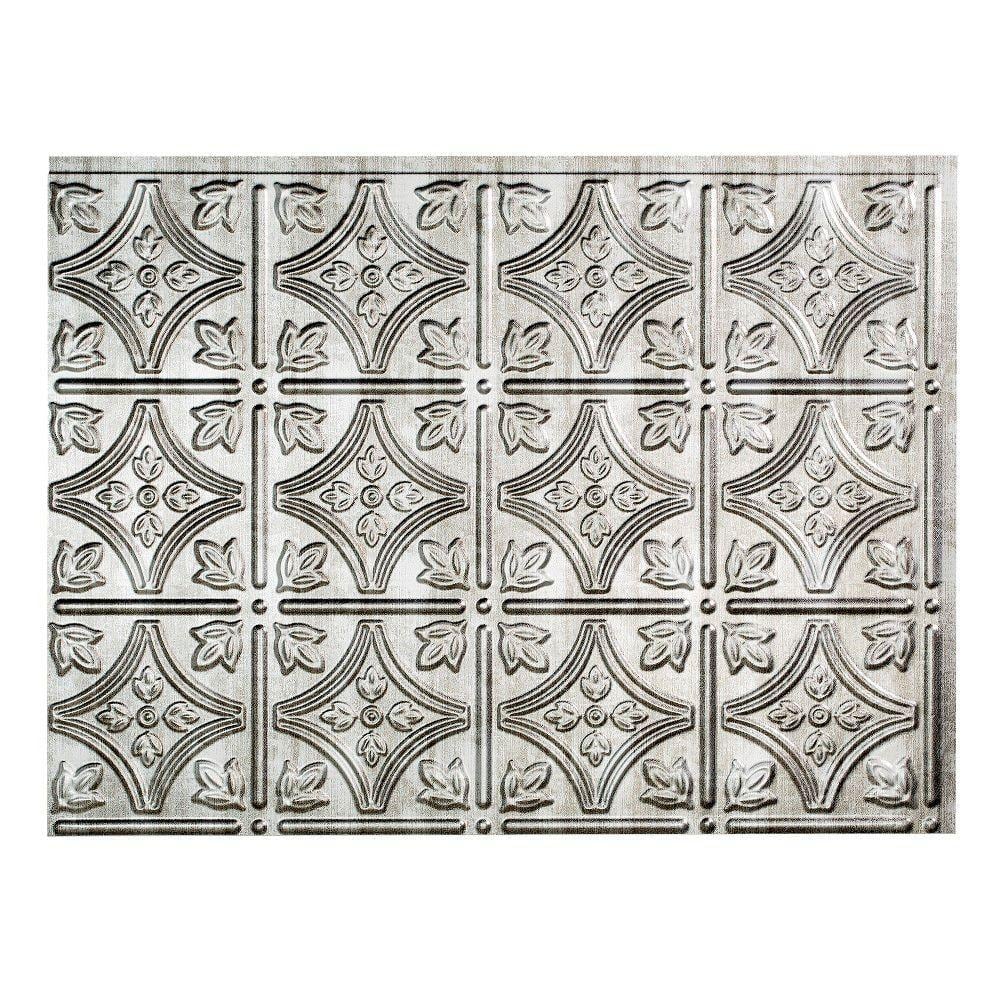 Fasade 18.25 in. x 24.25 in. Crosshatch Silver Traditional Style # 1 ...