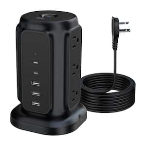 Lukyamzn 9-Outlet Power Strip Tower Surge Protector with 6.5 ft. Flat ...