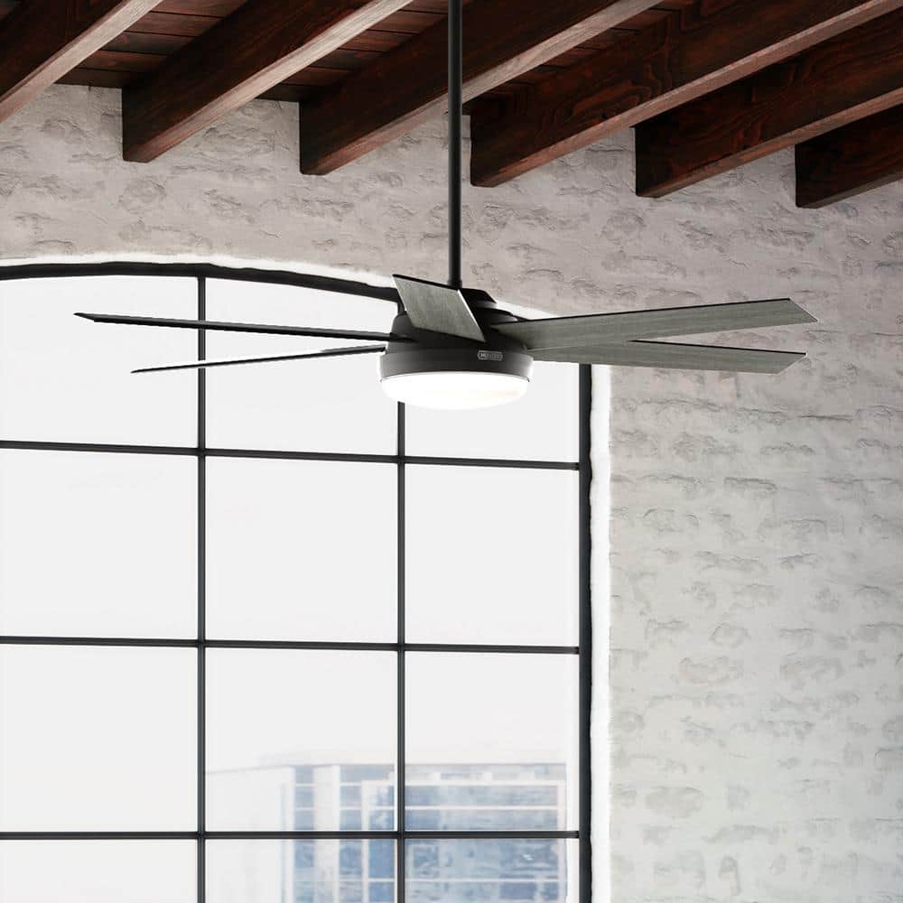 Hunter Millington 60 in. Indoor Matte Black Ceiling Fan with Light Kit ...
