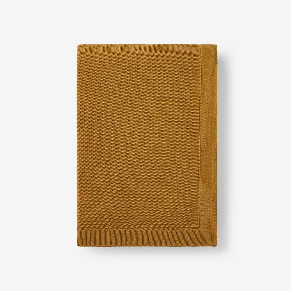 The Company Store Classic All Season Breathable Cotton Knit Gold Throw ...