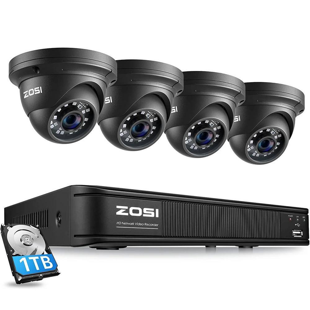 ZOSI 8-Channel 5MP POE 1TB NVR Security Camera System with 4 Wired ...
