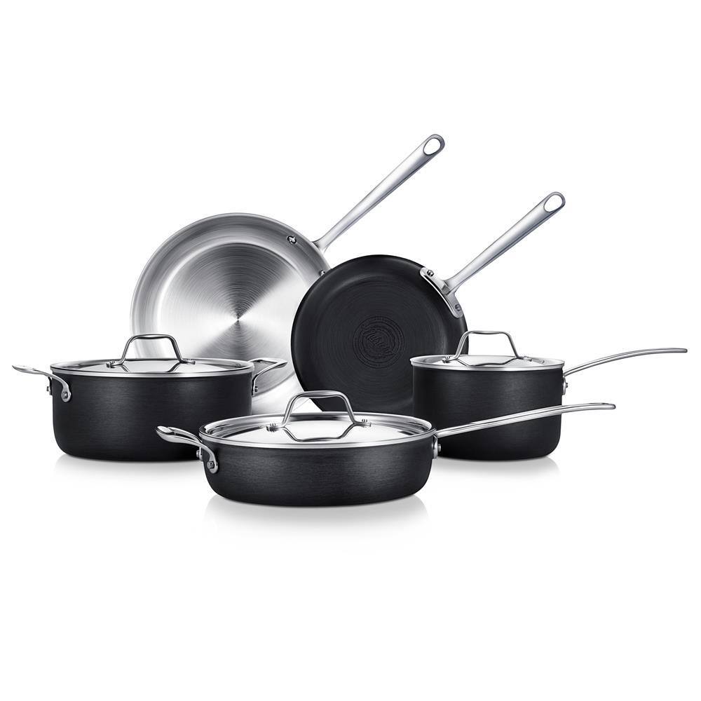 NutriChef 8-Piece Heavy Gauge 2-Ply Stainless Steel Non-Stick Cookware ...