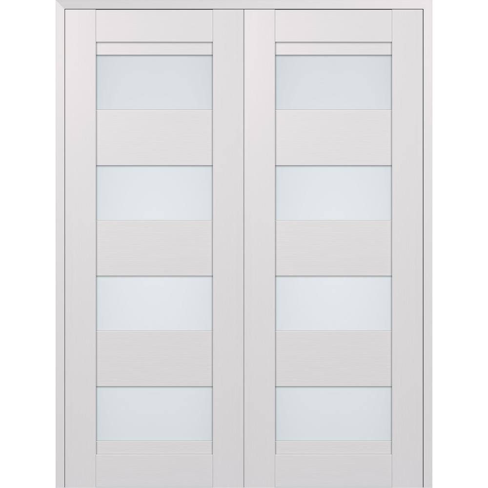 Belldinni Della 48 in. x 96 in. Both Active 4-Lite Frosted Glass Bianco ...