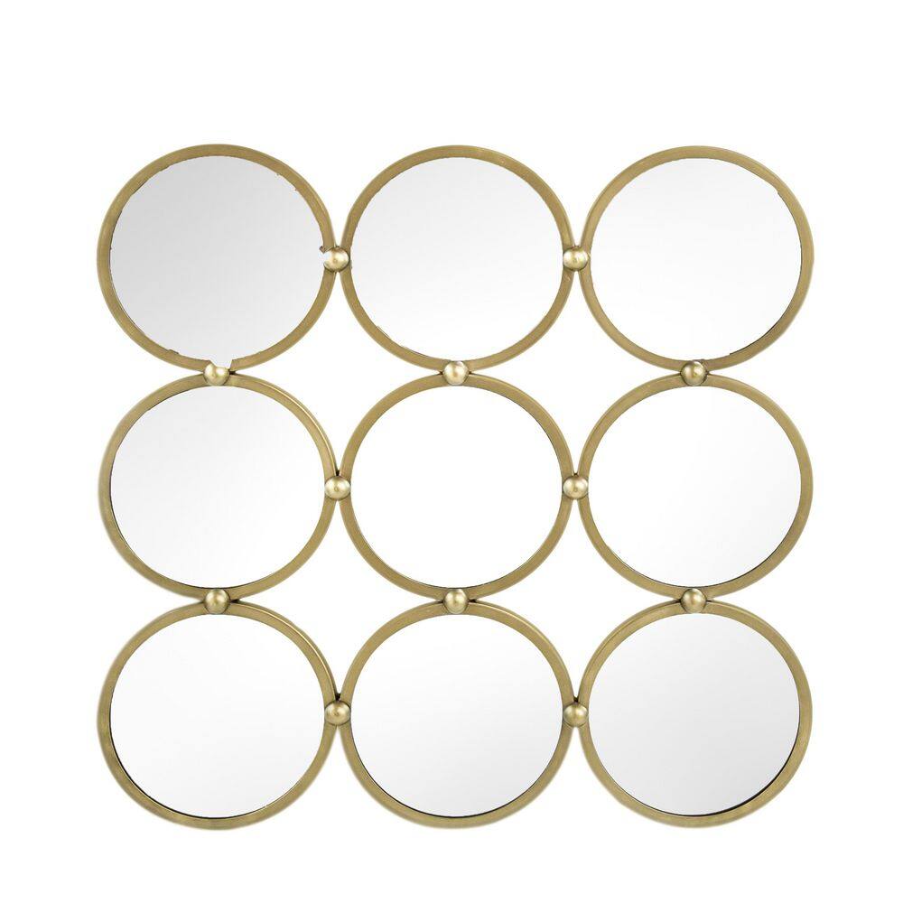 Champagne 27.2 in. W x 27.2 in. H Square Iron Framed Decorative Mirror ...