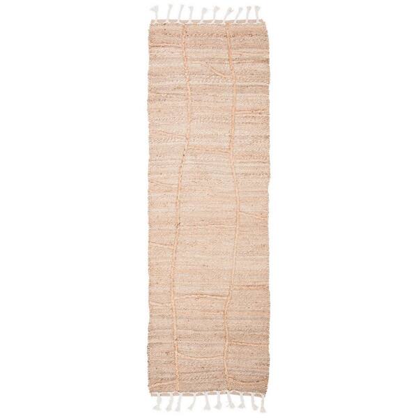 SAFAVIEH Natural Fiber Beige 2 ft. x 12 ft. Abstract Geometric Runner ...