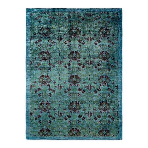 Chloe & Olivia Home Overdyed Light Blue 9 ft. 1 in. x 11 ft. 1 Wool ...