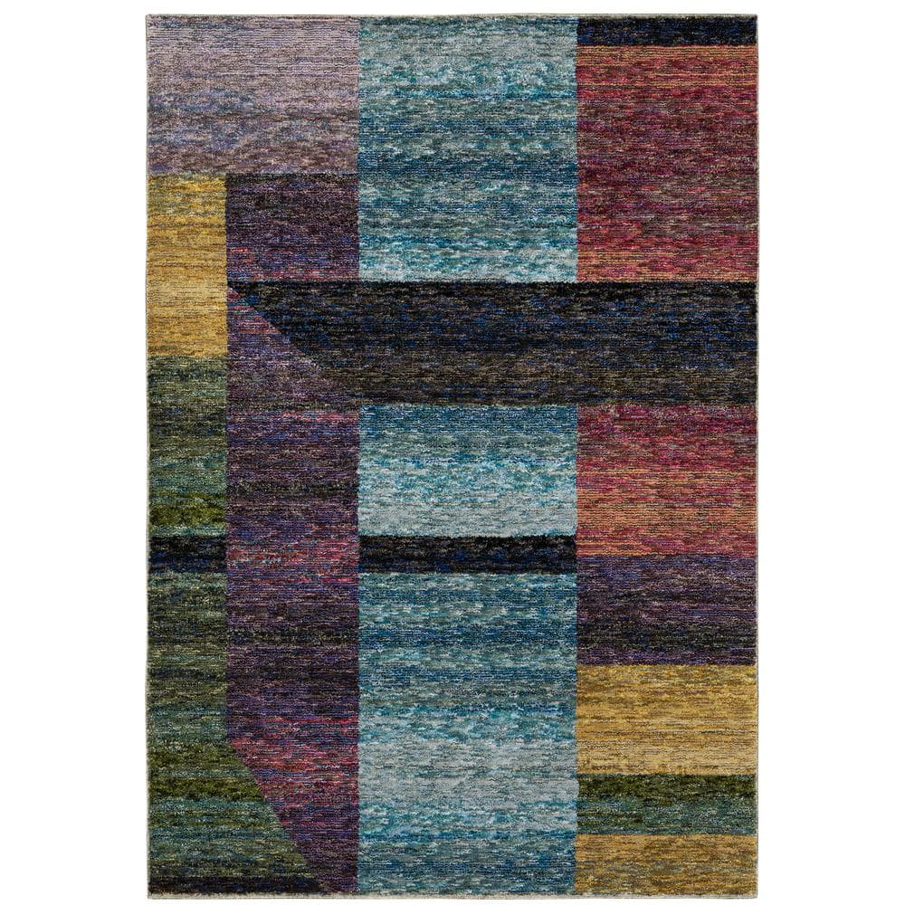 AVERLEY HOME Saturn Multi-Colored 5 ft. x 7 ft. Geometric Contemporary ...