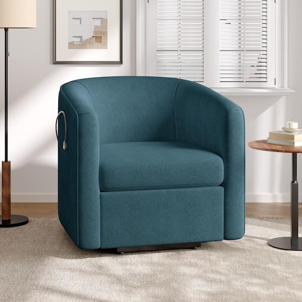 CHRISTOPHER KNIGHT HOME Bramir Modern Blue Chenille Upholstered Barrel ...