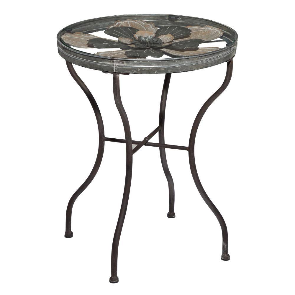 Litton Lane Silver Metal Farmhouse Accent Table 43379 - The Home Depot