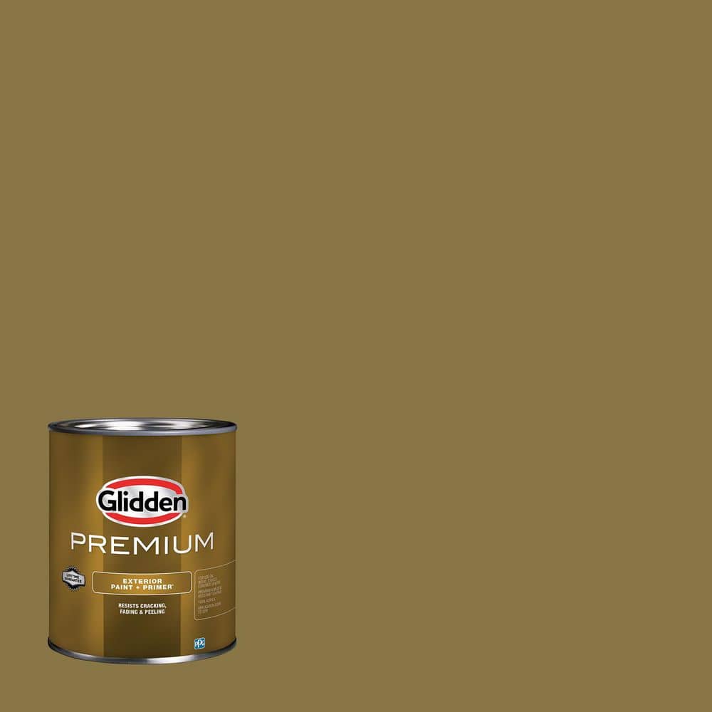 Glidden Premium 1 qt. PPG1111-6 Pickled Okra Flat Exterior Paint ...