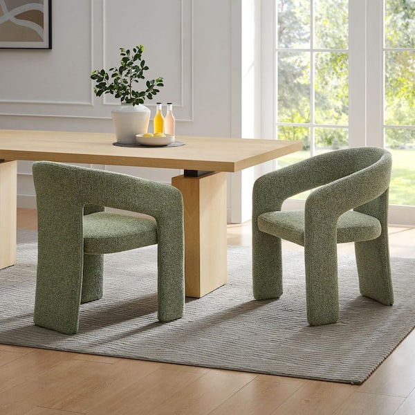 MODWAY Oslo Barrel Open Back Dining Chair in Leaf-Fabric Upholstered ...