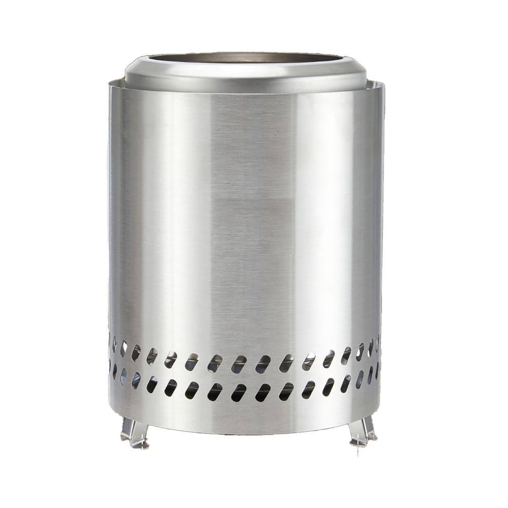 JimsMaison 7 in. Silver Steel Portable Fire Pit with Flame Ring and ...