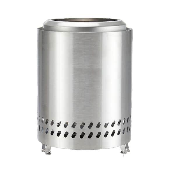 JimsMaison 7 in. Silver Steel Portable Fire Pit with Flame Ring and ...