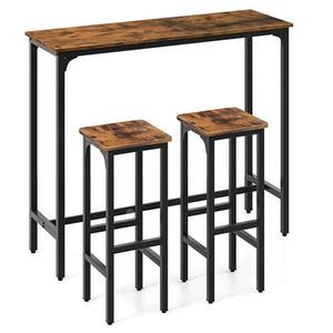 HOMCOM Wood Bar Table Set for 4-Industrial High-Top Table with Bar ...