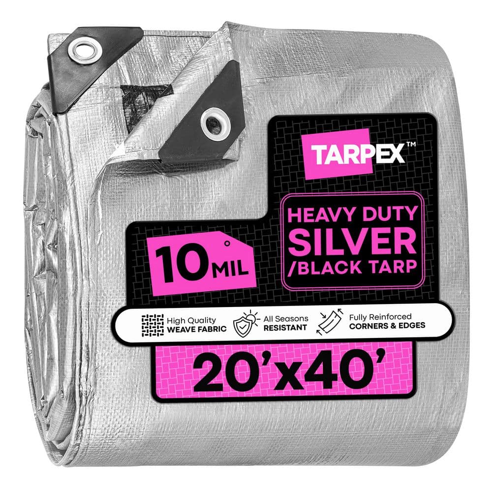 Tarpex 10 Mil Heavy-Duty Poly Tarp 20 ft. x 40 ft. Plastic UV Resistant ...