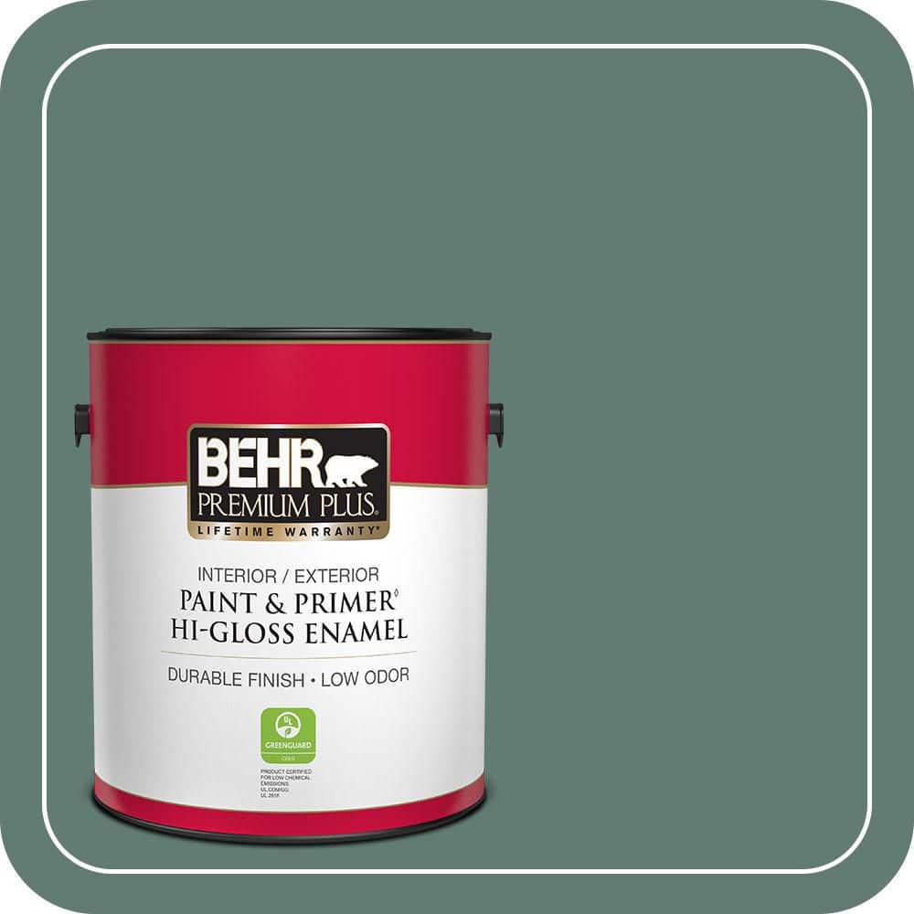 BEHR PREMIUM PLUS 1 gal. #S430-6 Forest Edge Hi-Gloss Enamel Interior ...
