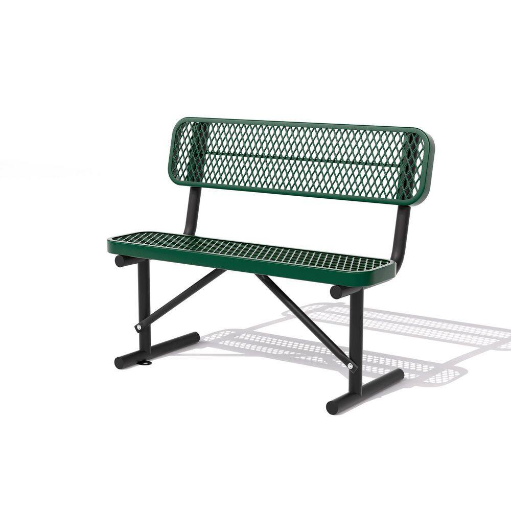 48 in. 2-Person Green Thermoplastic Coated Metal Outdoor Garden Bench ...