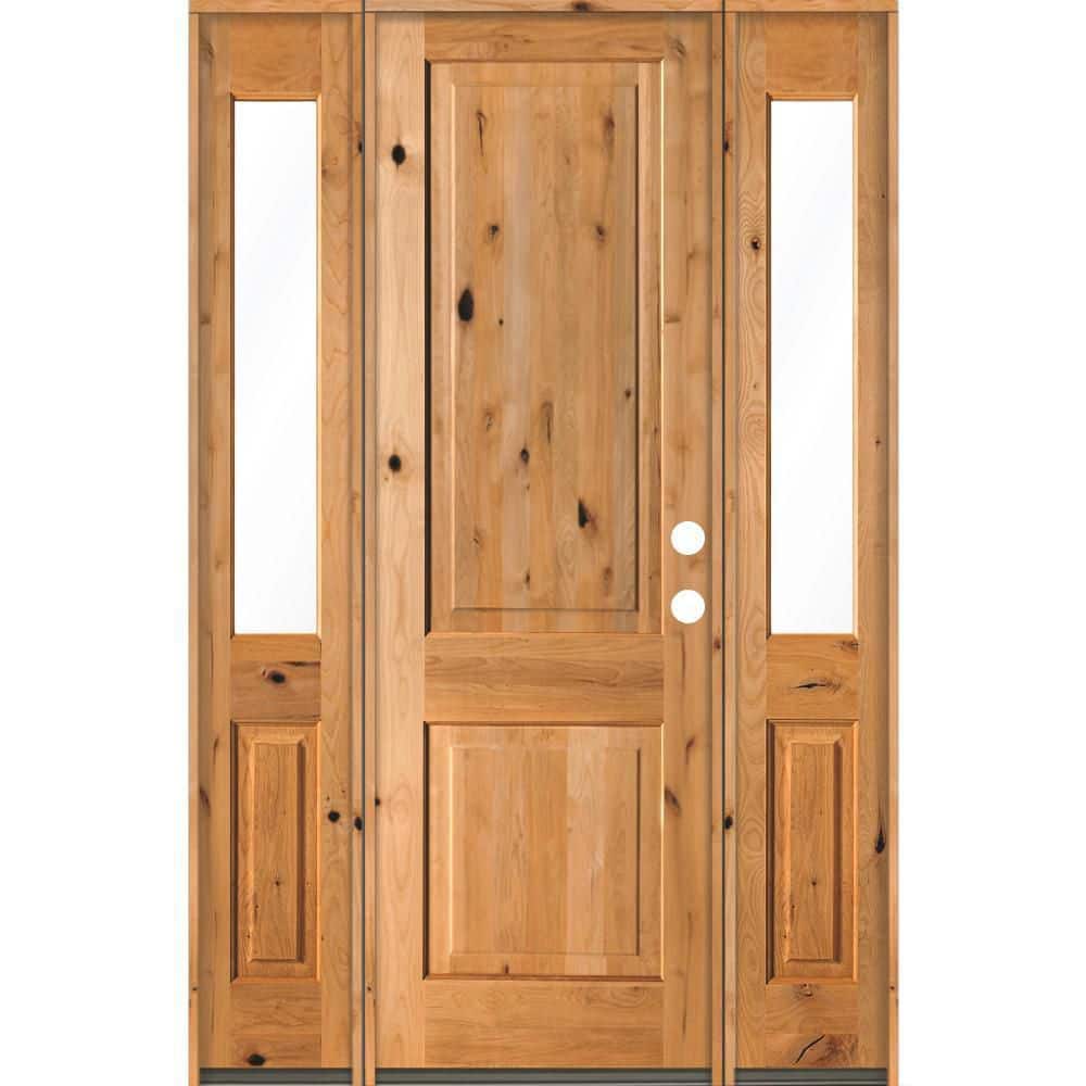 Krosswood Doors 58 in. x 96 in. Rustic Knotty Alder Square clear stain ...