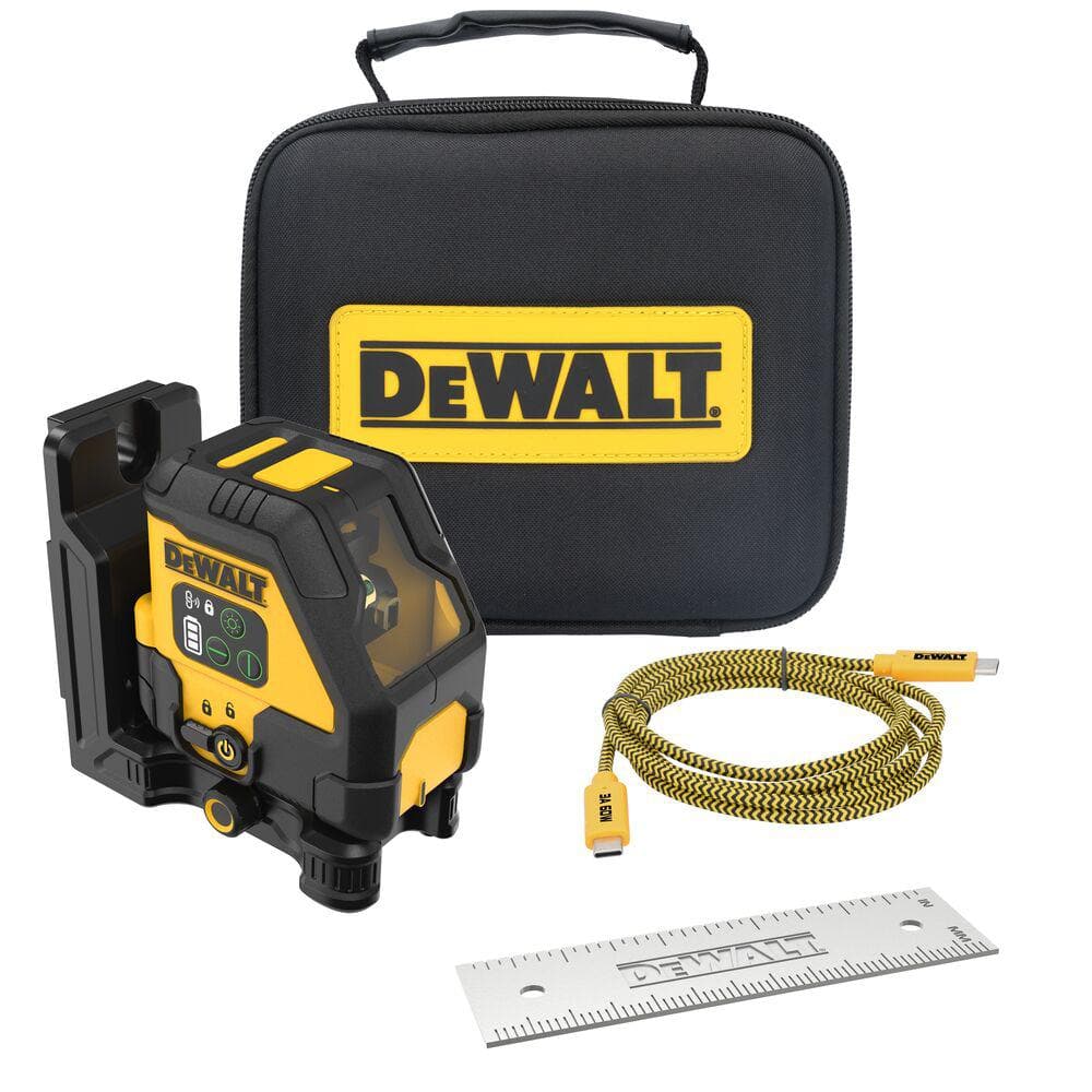 DEWALT 330 ft. Green Self-Leveling Cross-Line Laser Level with USB-C ...