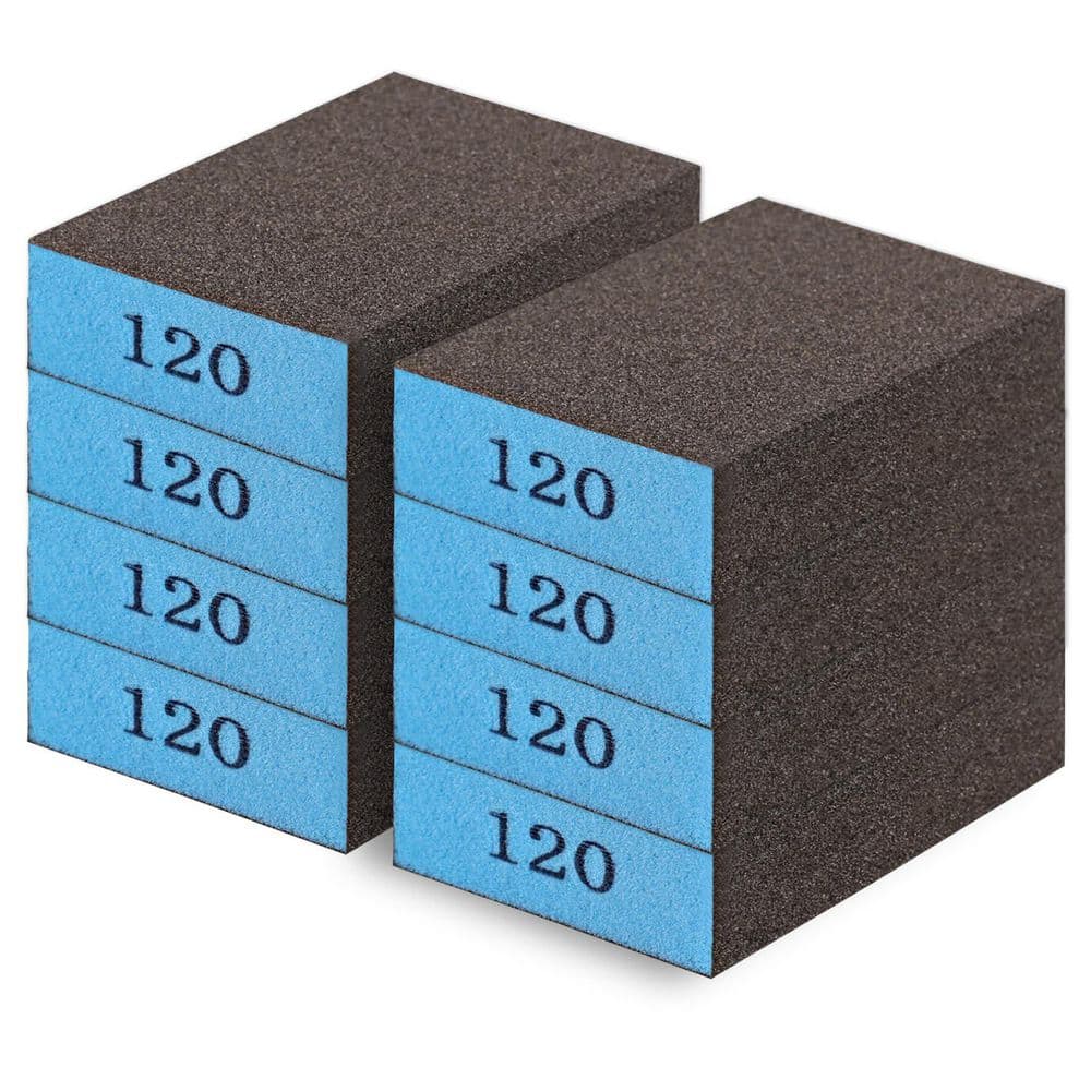 8-Pack 120 Grit Sandpaper Block, High Density Sponge Sanding Sponge for ...