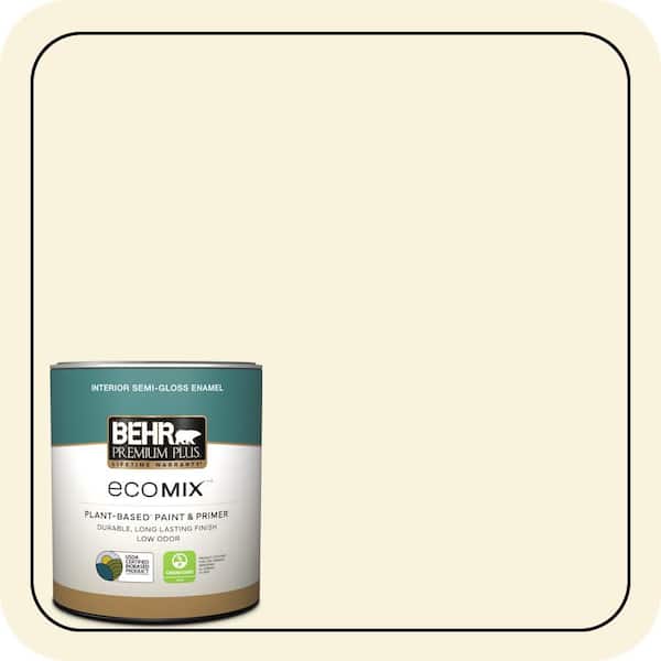 BEHR PREMIUM PLUS 1 qt. #350A-1 Ruffled Clam Semi-Gloss Enamel EcoMix ...