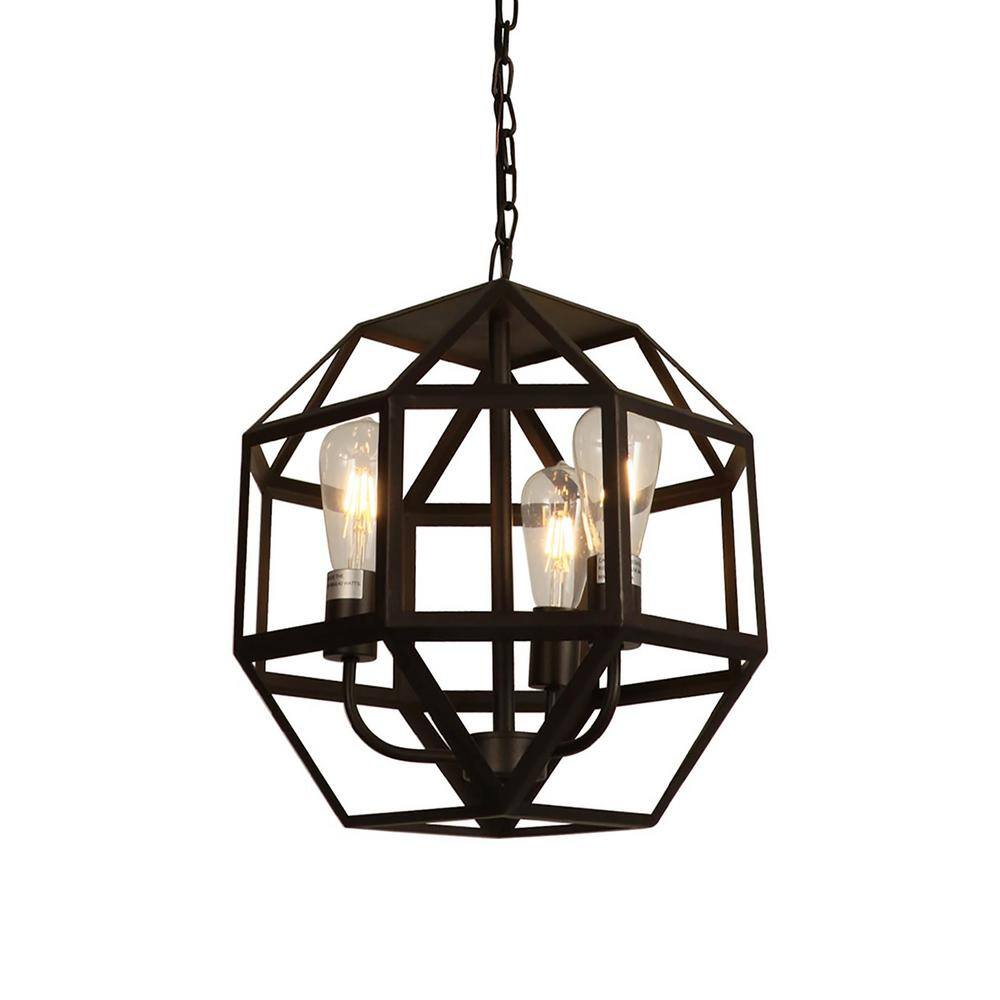 Warehouse of Tiffany 15 in. 3-Light Ukani Matte Brown Finish Indoor ...
