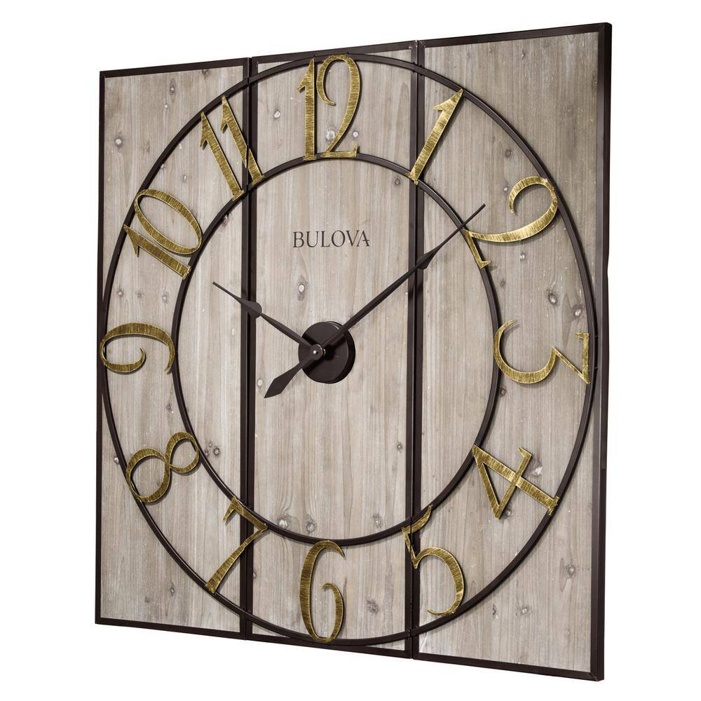 Buy Oversized 3-Panel Square Gallery Clock with a Weathered Wood Online ...