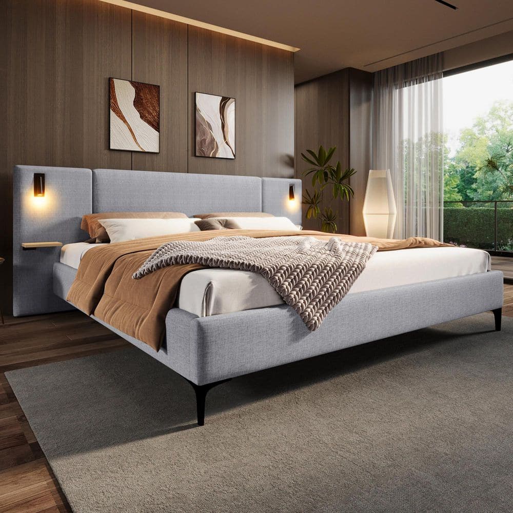 CHRISTOPHER KNIGHT HOME Michael Gray Linen Upholstered Wood Frame King ...