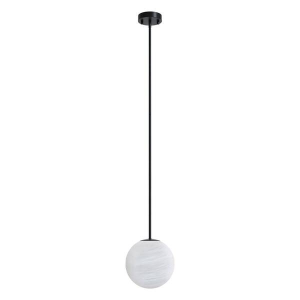 Maxax Raleigh 60W 1-Light 12 in. Black Mid-Century Circle Global Glass ...