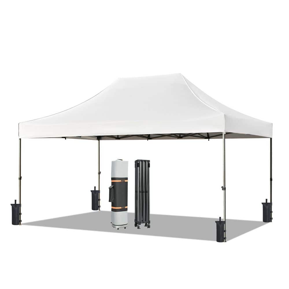 SereneVita 10 ft. x 20 ft. White Pop Up Canopy Tent with 6 Sidewalls, 3 ...