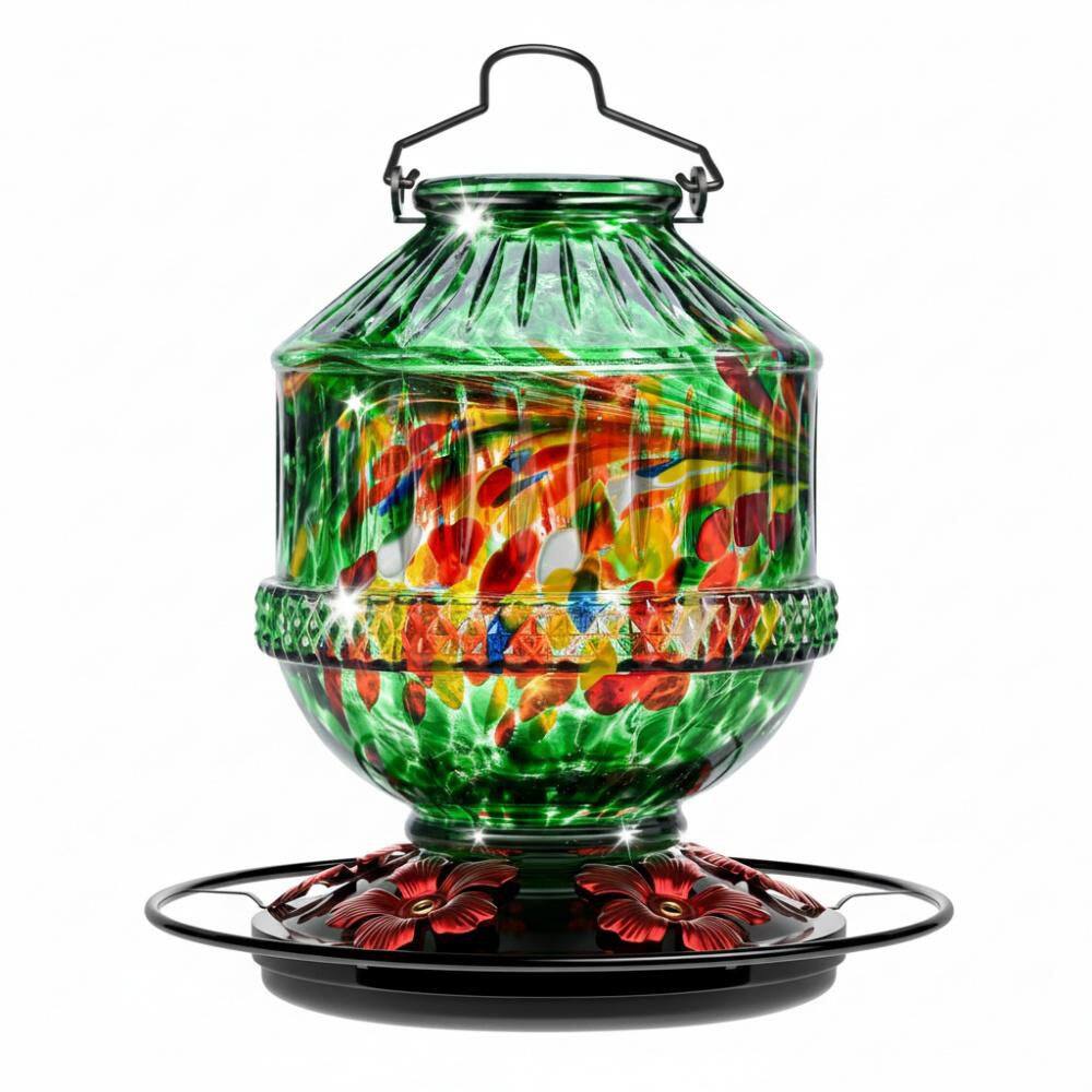 Hand Blown Glass Hummingbird Feeders for Outdoors, 25 Ounces Wild Bird ...