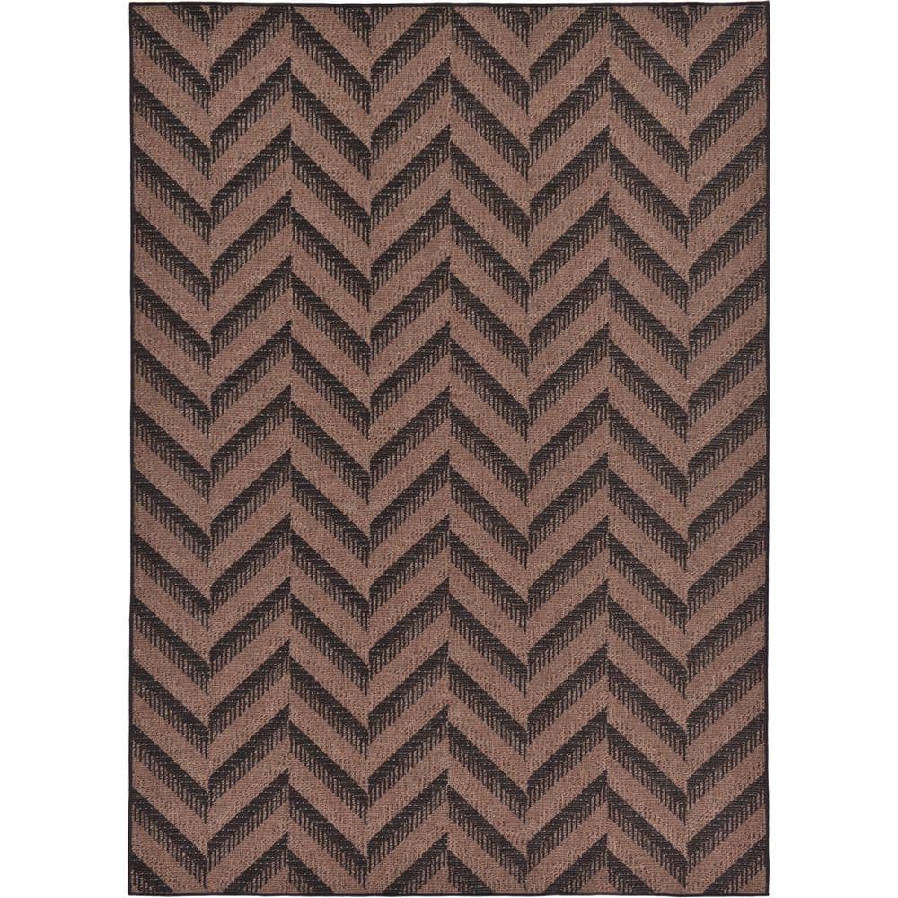 Unique Loom Outdoor Chevron Brown 7' 0 x 10' 0 Area Rug 3126516 - The ...