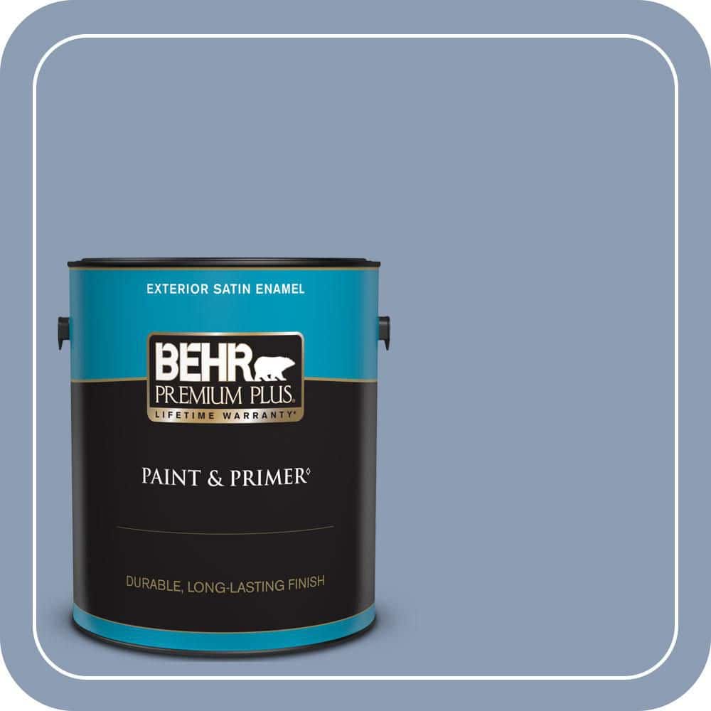 BEHR PREMIUM PLUS 1 gal. #PMD-72 Periwinkle Dusk Satin Enamel Exterior ...