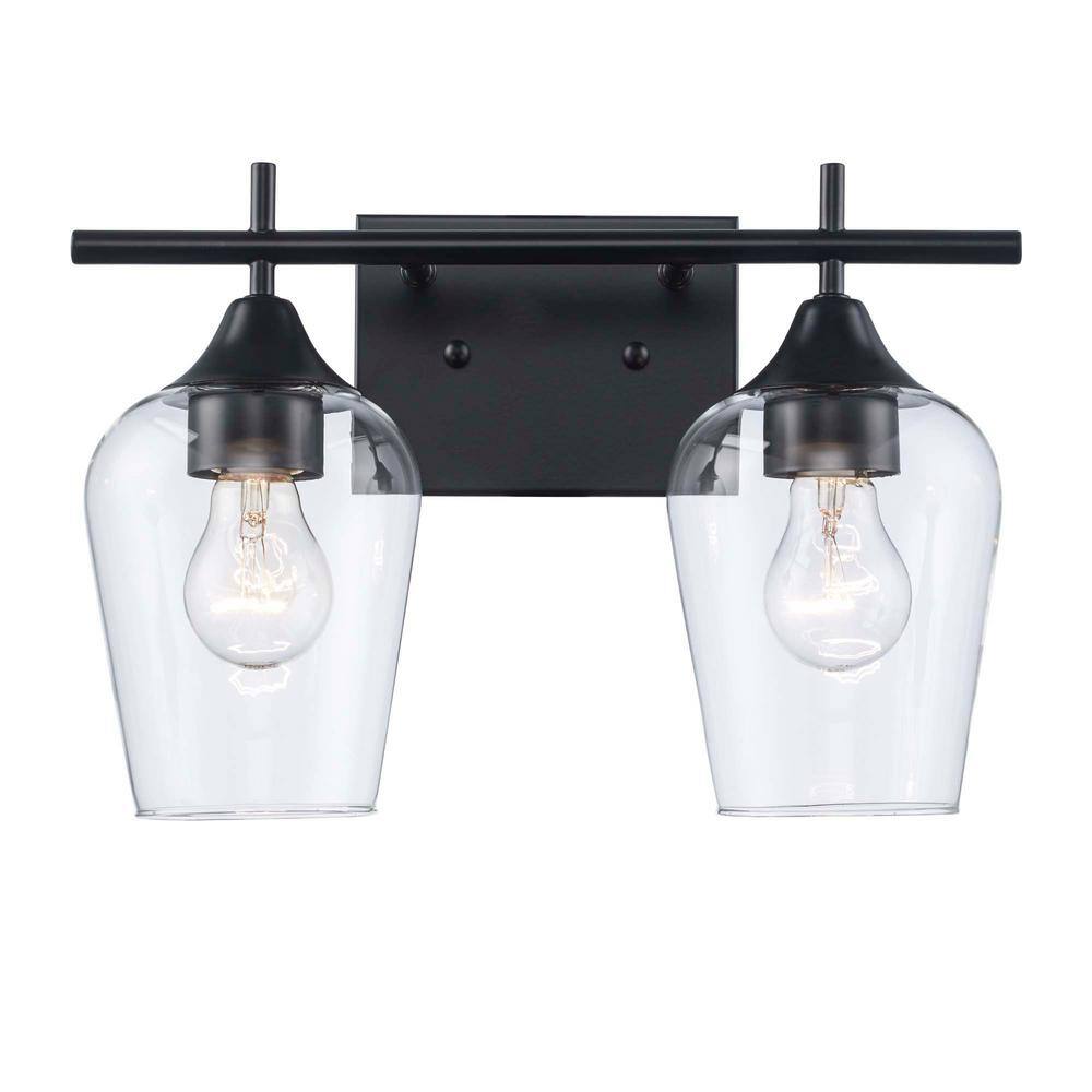 Bel Air Lighting Kieran 13.75 in. 2-Light Black Bathroom Vanity Light ...