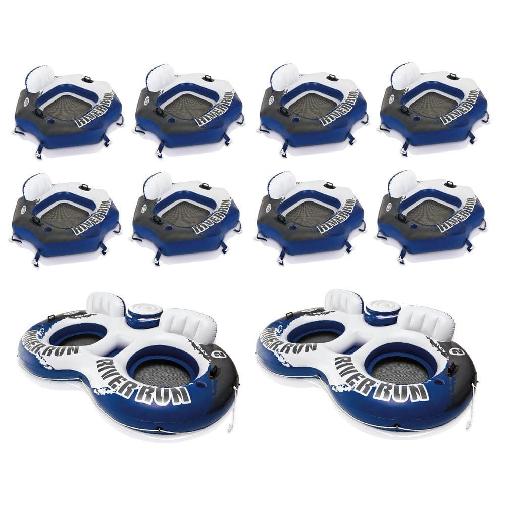 Intex River Run Blue Vinyl Floating Tube (8 Pack) and River Run 2 ...