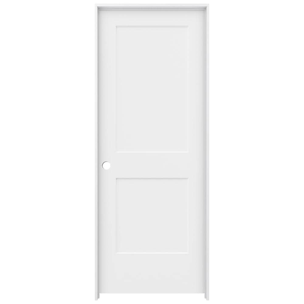 JELD-WEN 30 in. x 80 in. 2 Panel Monroe Primed Right-Hand Smooth Solid ...