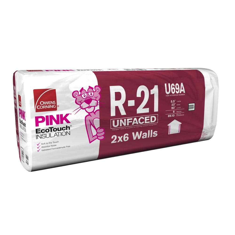 Owens Corning R-21 EcoTouch PINK Unfaced Fiberglass Insulation Batt 23 ...