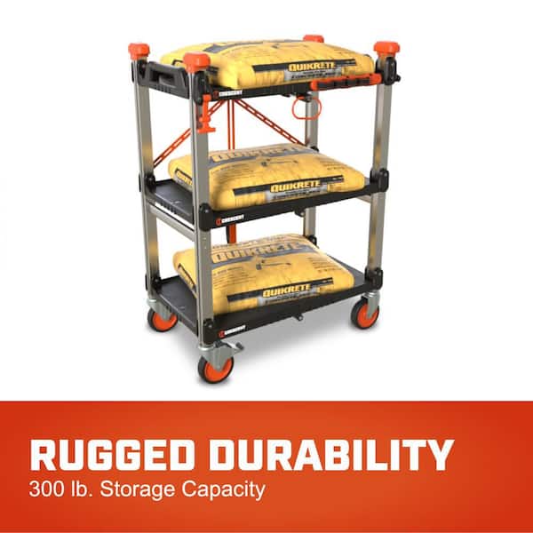 Crescent SITERUNNER 20 in. 3-Shelf Heavy Duty Folding Jobsite Cart with ...