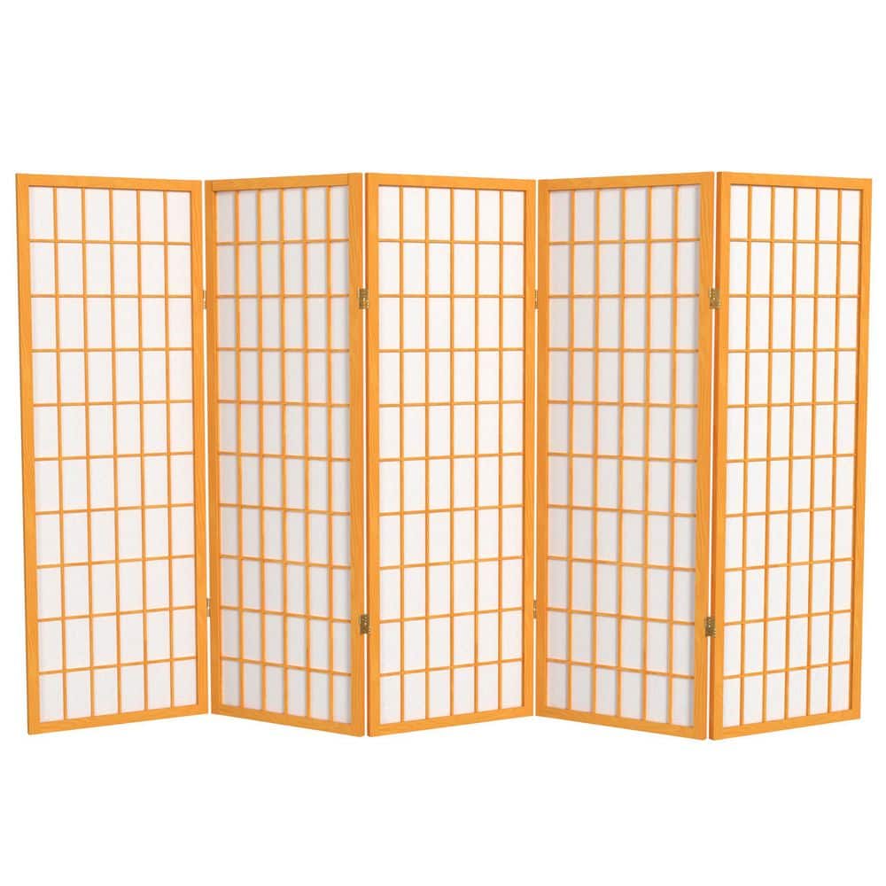 Red Lantern 4 ft. Short Window Pane Shoji Screen - Honey - 5 Panels ...