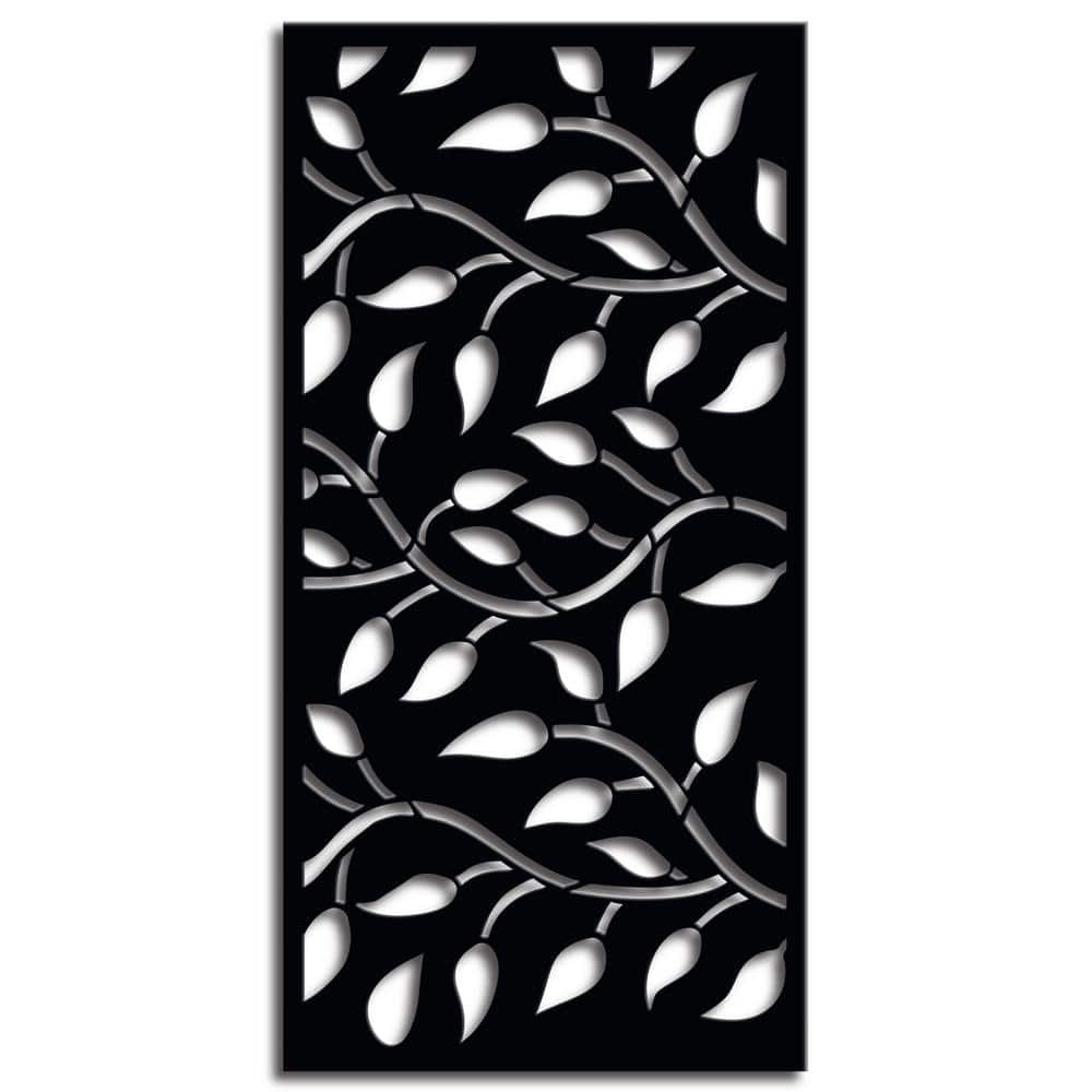 OUTDECO Leaf 3 ft. x 6 ft. Powder Coated Steel Decorative Screen Panel ...