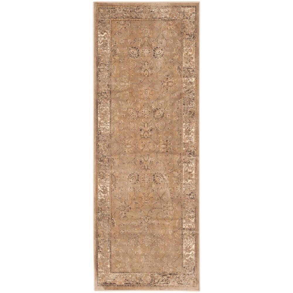 SAFAVIEH Vintage Taupe 2 ft. x 6 ft. Distressed Border Runner Rug ...