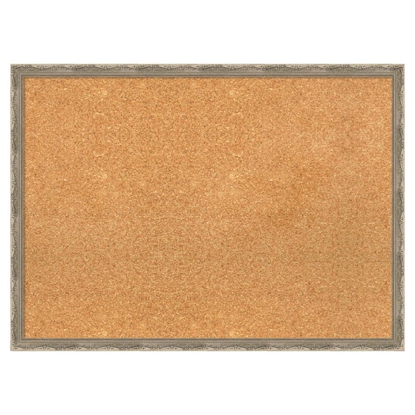 Amanti Art Mila Dark Silver 30 in. x 22 in. Wood Framed Natural Cork ...