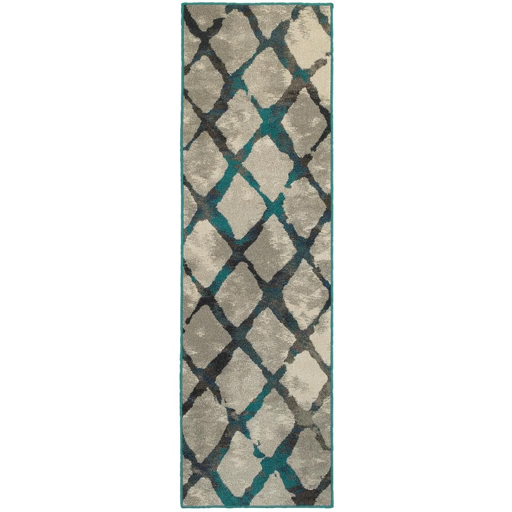 Home Decorators Collection Saratoga Grey/Teal 2 ft. x 8 ft. Runner Rug ...