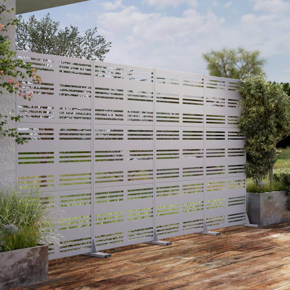 Dovelina Harold 72 in. Galvanized Steel Garden Fence Outdoor Privacy ...