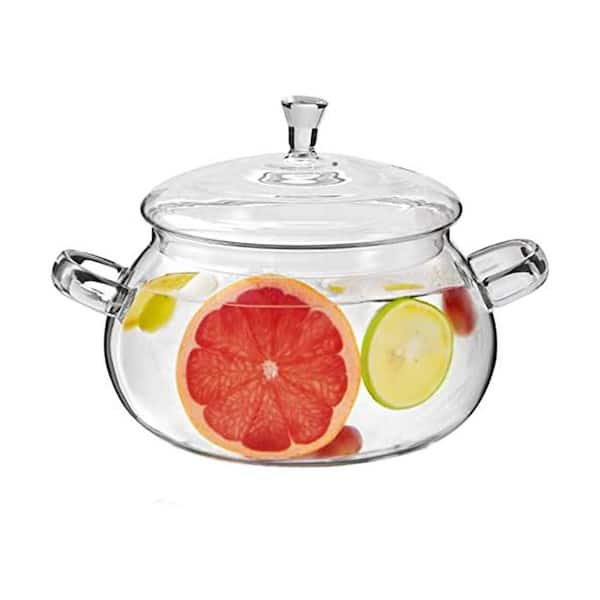 2.6 qt. Handcrafted Borosilicate Glass Stock Pot 83 oz. Clear Heat ...