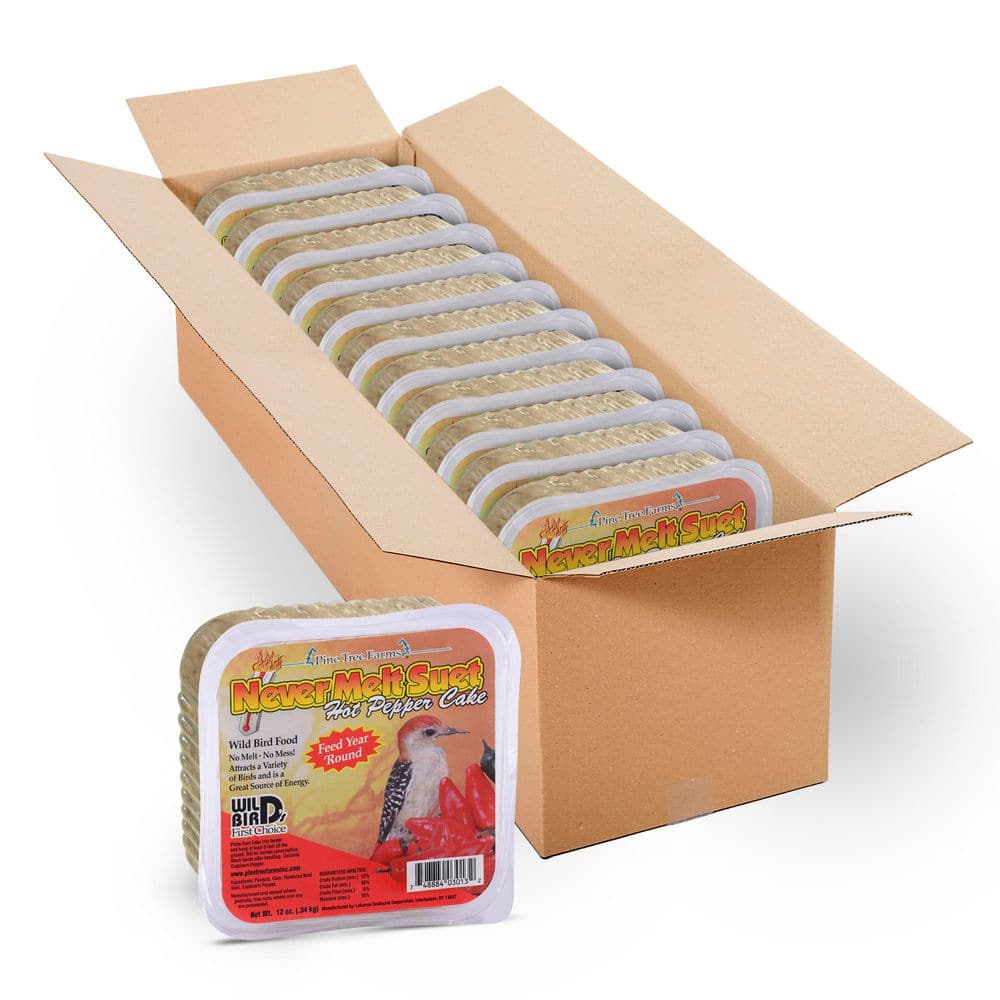 PINE TREE FARMS 12 oz. Never Melt Hot Pepper Suet Cakes for Wild Birds ...