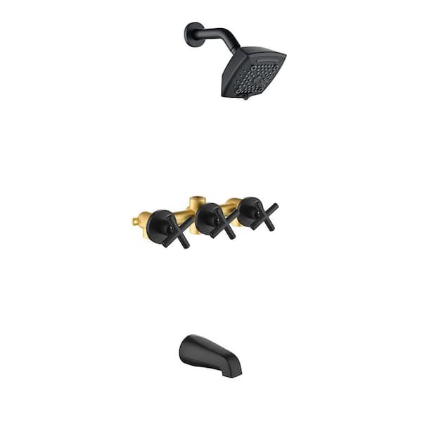 Boyel Living Modern Brass 3 Handle 5-Spray Tub and Shower Faucet 1 ...