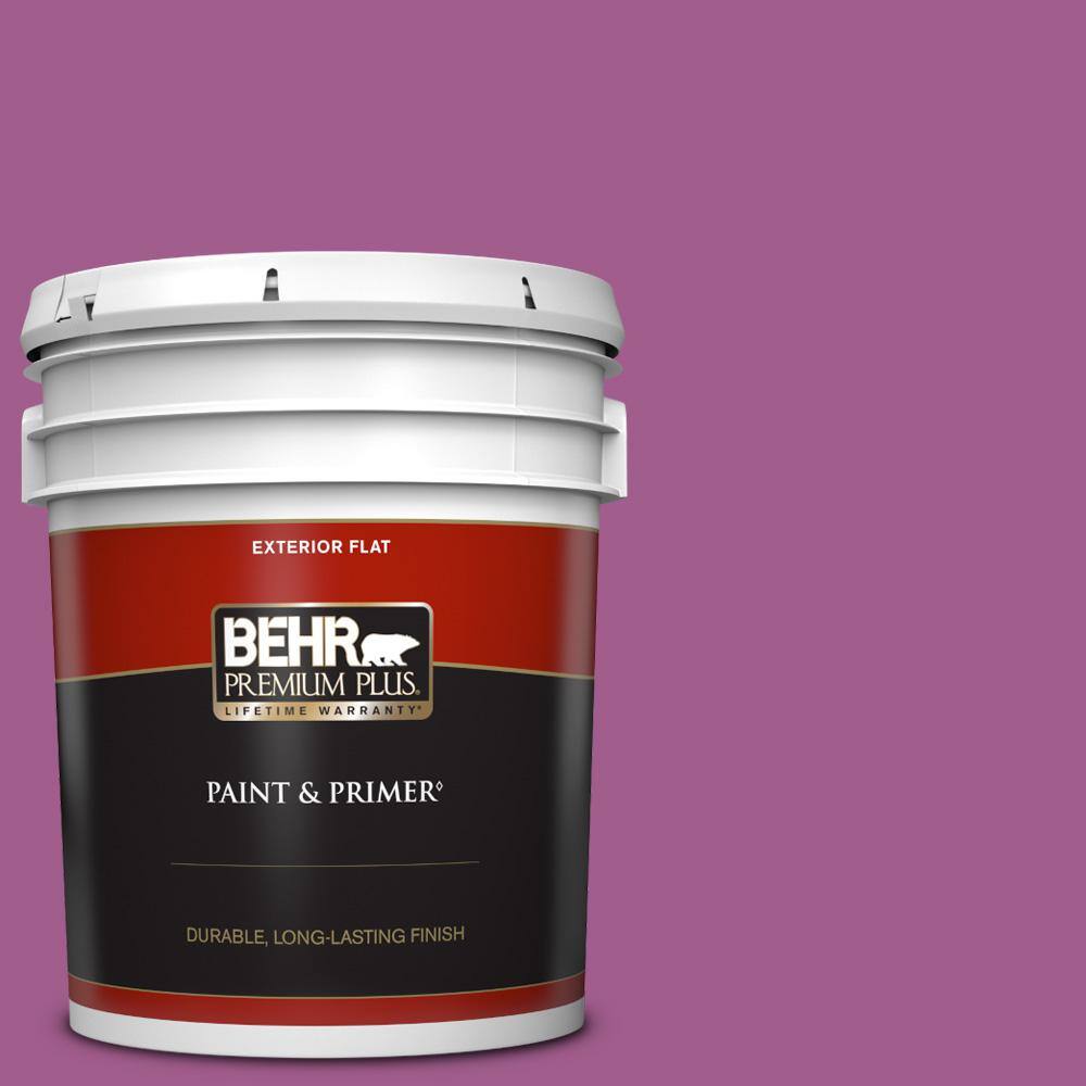 BEHR PREMIUM PLUS 5 gal. #P110-6 Wild Berry Flat Exterior Paint ...